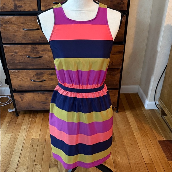 LOFT | Dresses | Loft Multicolor Striped Mini Dress | Poshmark